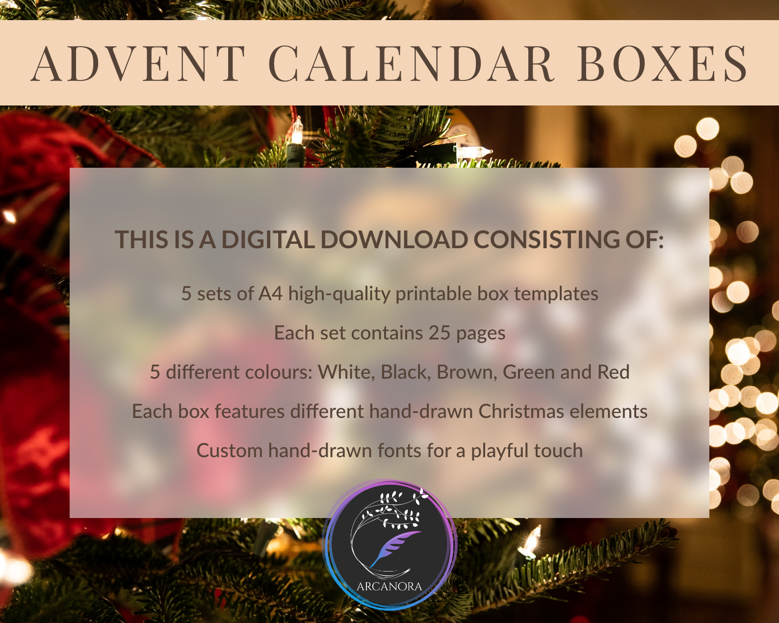 DIY Christmas Advent Calendar Boxes - 4 Sets of 25 Printable PDF ...