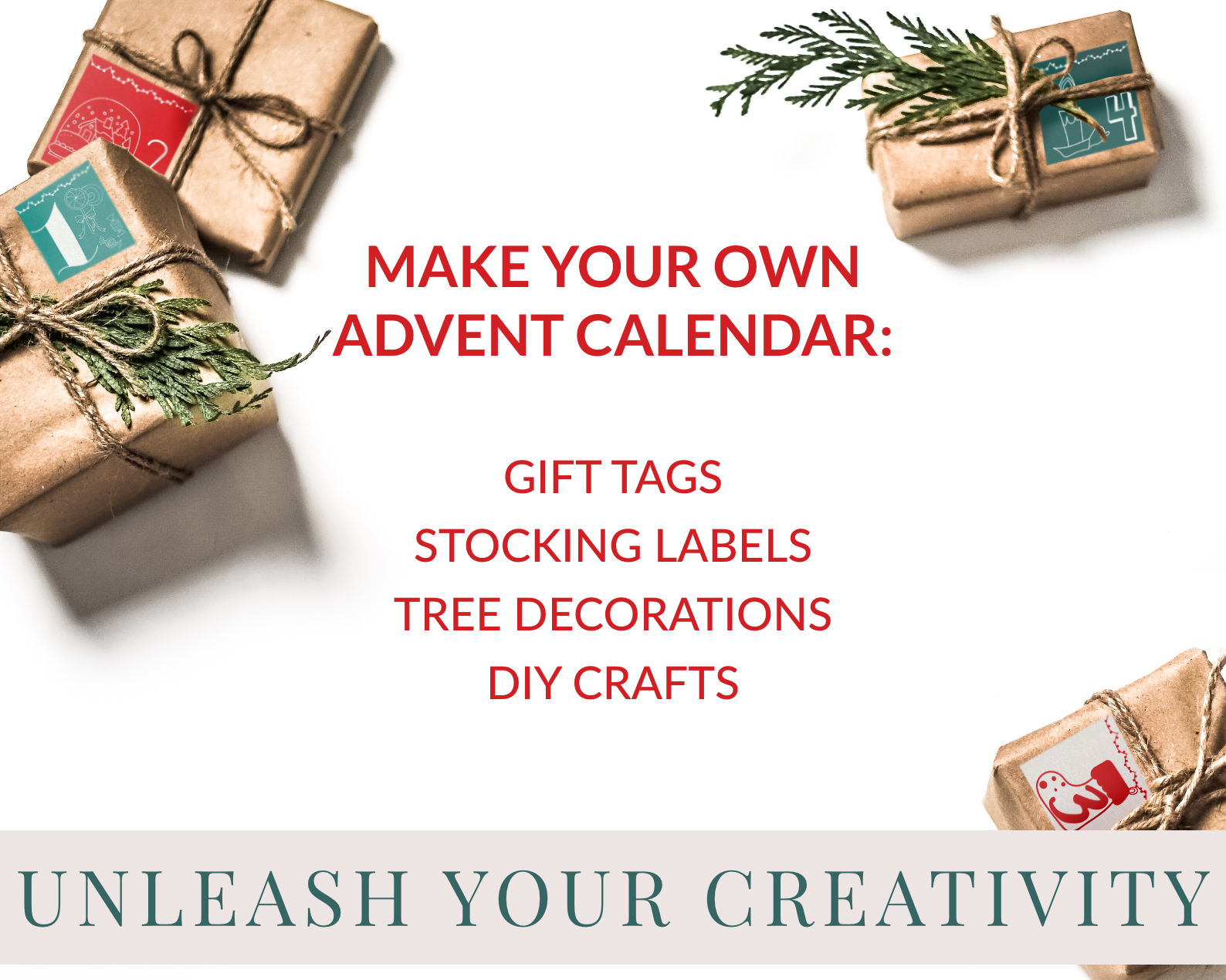 Printable Christmas Advent Calendar Tags - 24 Hand-Drawn Doodle Style ...
