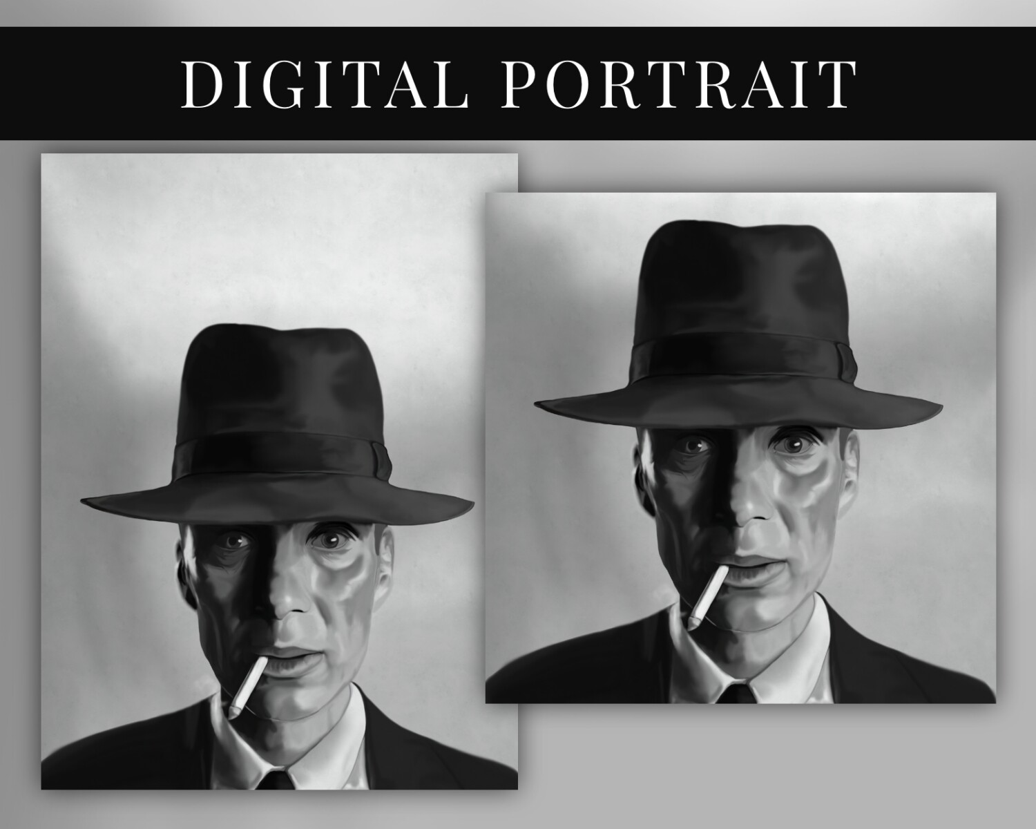 Limited Edition Digital Portrait Inspired by Oppenheimer - Hand-Drawn ...